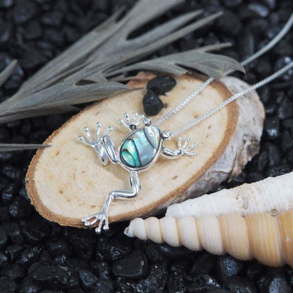 Sterling Silver Abalone Shell Lucky Frog Pendant Necklace Sterling Silver Abalone Shell Lucky Frog Pendant Necklace