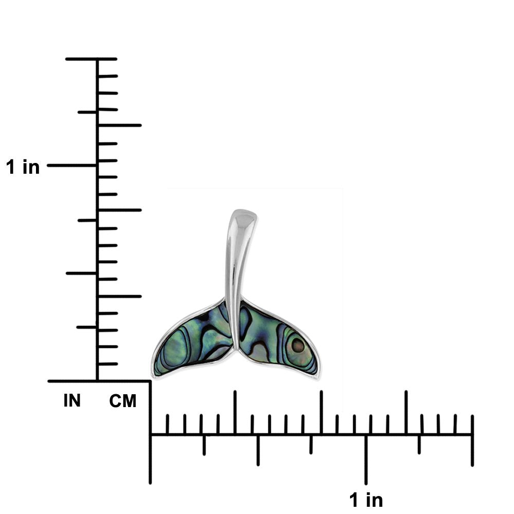 Sterling Silver Abalone Shell Whale Tail Pendant Necklace, 18+2" Chain ...