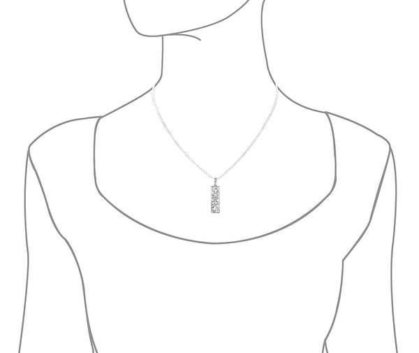 Sterling Silver Vertical Filigree Scroll Bar Pendant Necklace w/ Chain ...