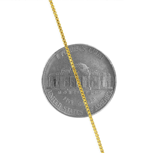 14kt Yellow Gold Plated Sterling Silver 1mm Box Chain Necklace Nickel ...