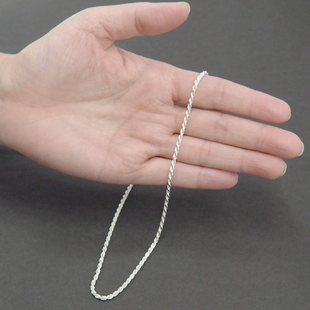 Sterling Silver 2.2mm Diamond-Cut Rope Chain Necklace – Hawaiian Silver ...