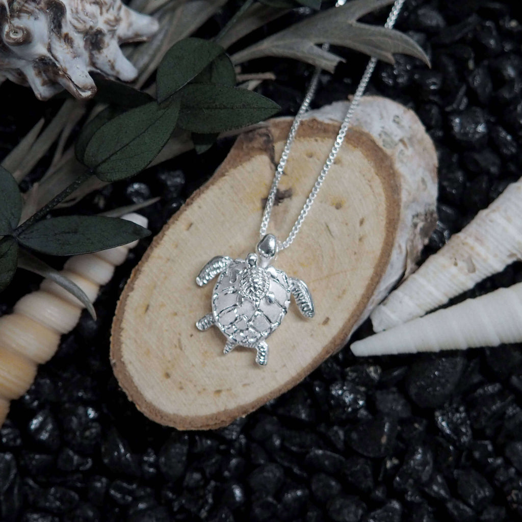 Sterling Silver Mother and Baby Turtle Pendant Necklace, 16+2" Extende ...