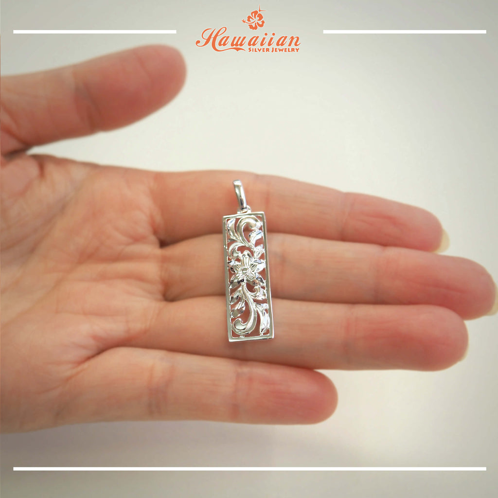 Sterling Silver Vertical Filigree Scroll Bar Pendant Necklace w/ Chain ...