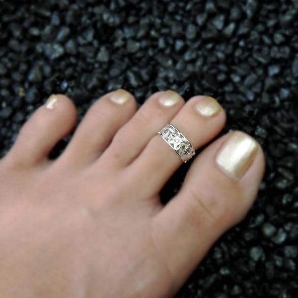 Sterling Silver 6mm Filigree Band Toe Ring – Hawaiian Silver Jewelry